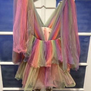 Lirika Matoshi | Dresses | Lirika Matoshi Rainbow Tulle Dress Xs Altered | Poshmark